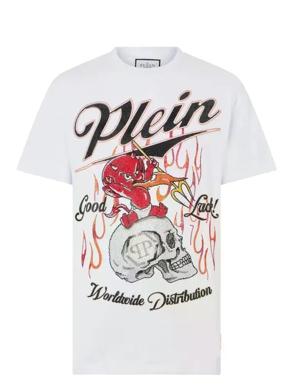 Philipp Plein Rhinestone-graphic T-shirt - White