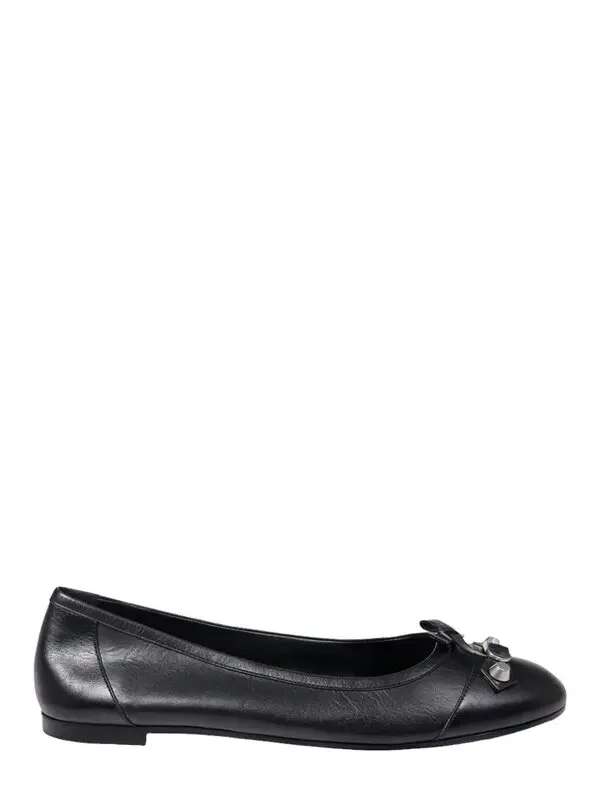 Balenciaga City Bow Buckled Ballet Flats - Black
