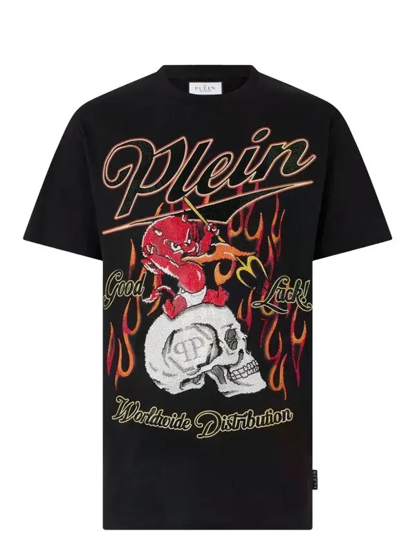 Philipp Plein Rhinestone-print T-shirt - Black