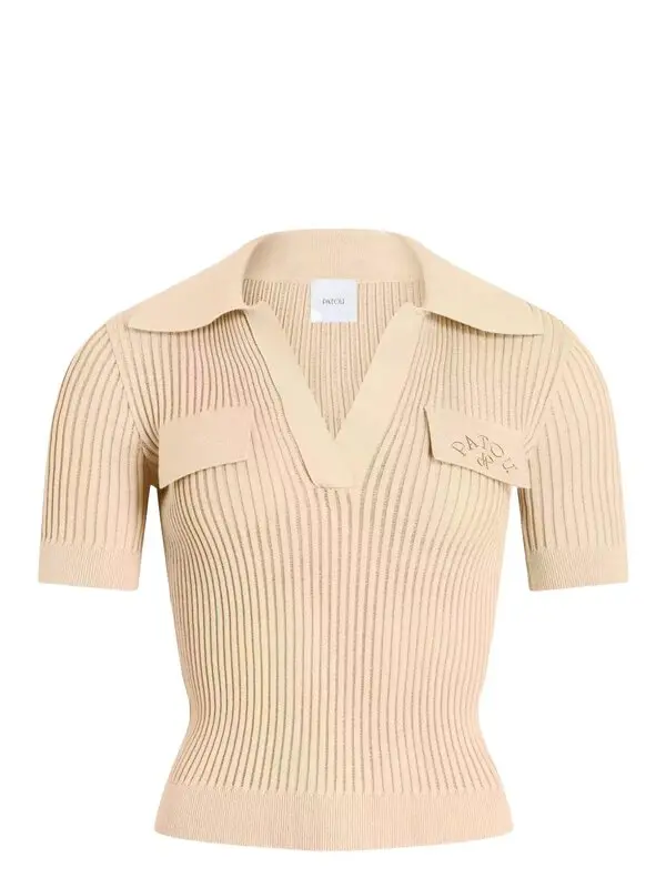 Patou Embroidered-logo Top - Neutrals