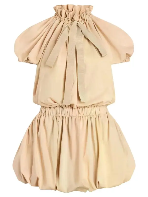 Patou Volume-ruffled Mini Dress - Neutrals