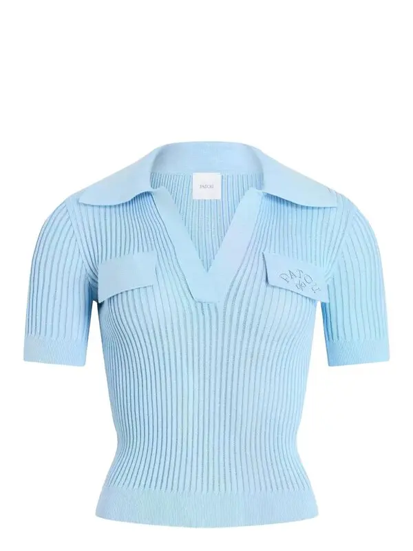 Patou Embroidered-logo Top - Blue