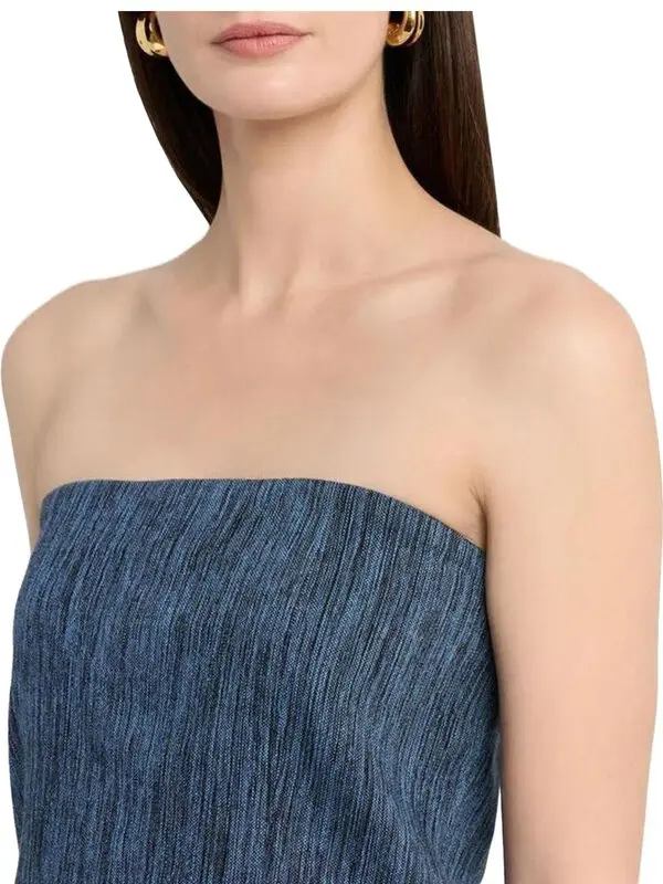 MARRAKSHI LIFE Handwoven Corset Top - Blue Chambray