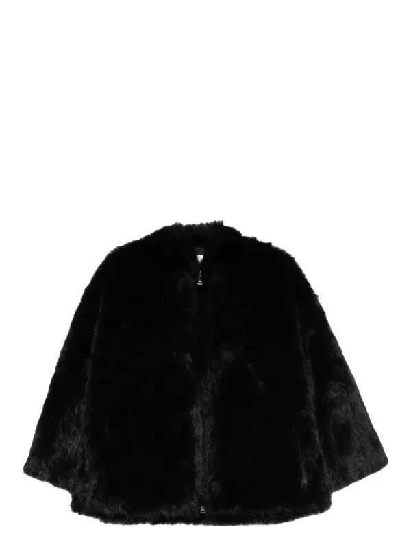 BETTA CORRADI Zip-up Faux Fur Jacket - Black