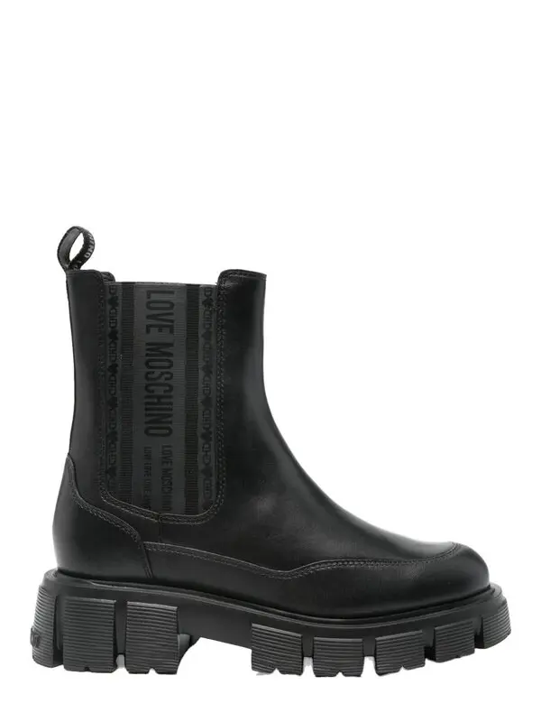 Moschino Calfskin Ankle Boots - Black