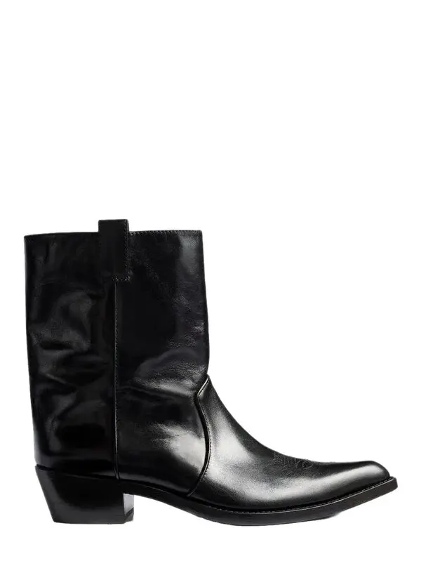 Khaite Pointed Toe Western Boots - Black