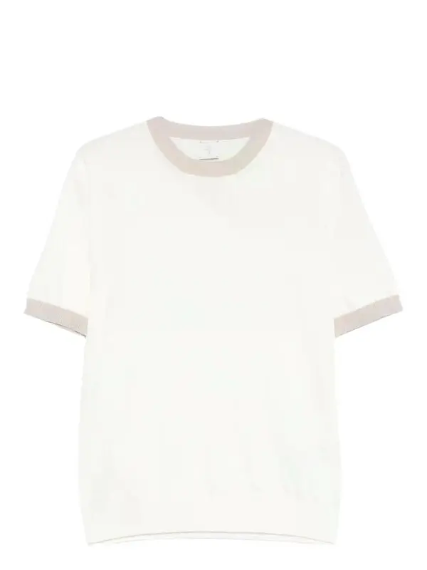 Eleventy Ribbed Trim T-shirt - White
