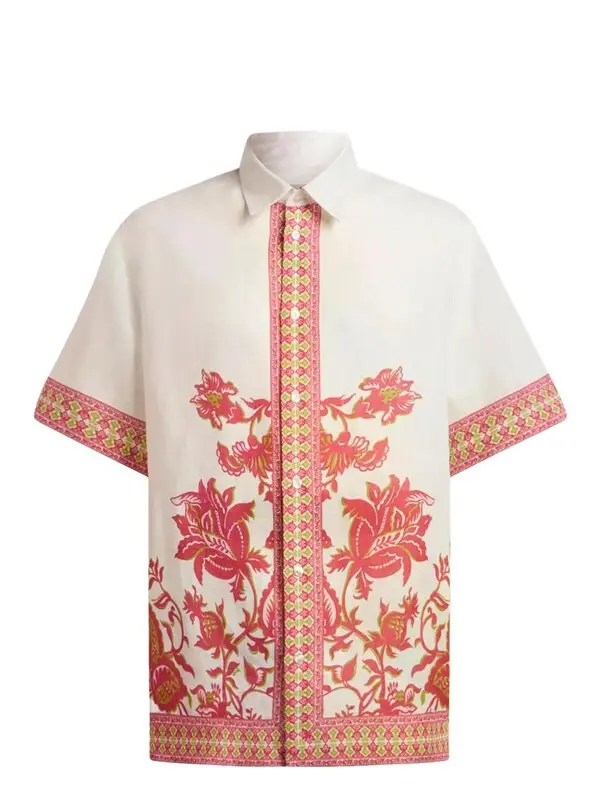 Etro Floral-print Linen Shirt - Neutrals