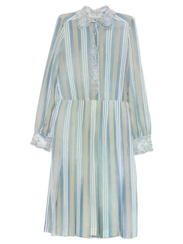 Ermanno Scervino Striped Lace-trimmed Dress - Blue
