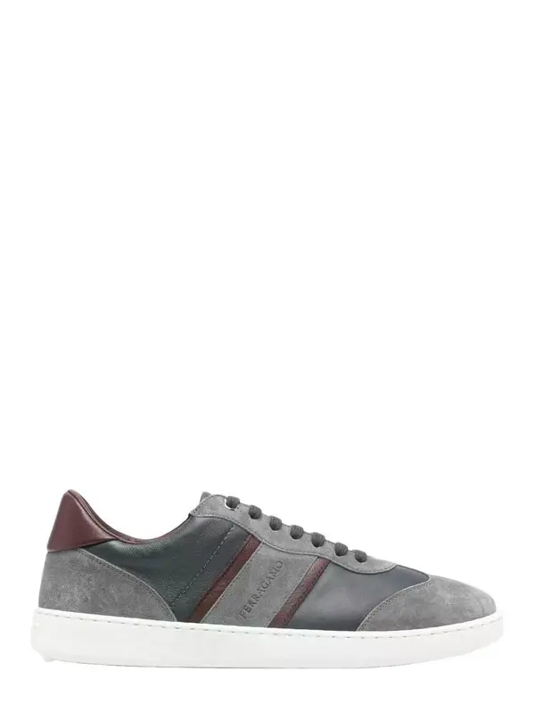 FERRAGAMO Achille 1 Striped Low-top Sneakers - Grey