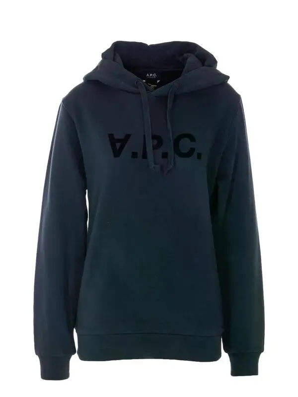 A.p.c. Velvet Logo Hoodie - Blue