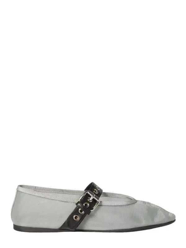Miu Miu Logo-embroidered Ballerinas - Grey