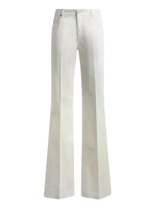 Etro Pegaso-embroidery Cotton Jeans - White