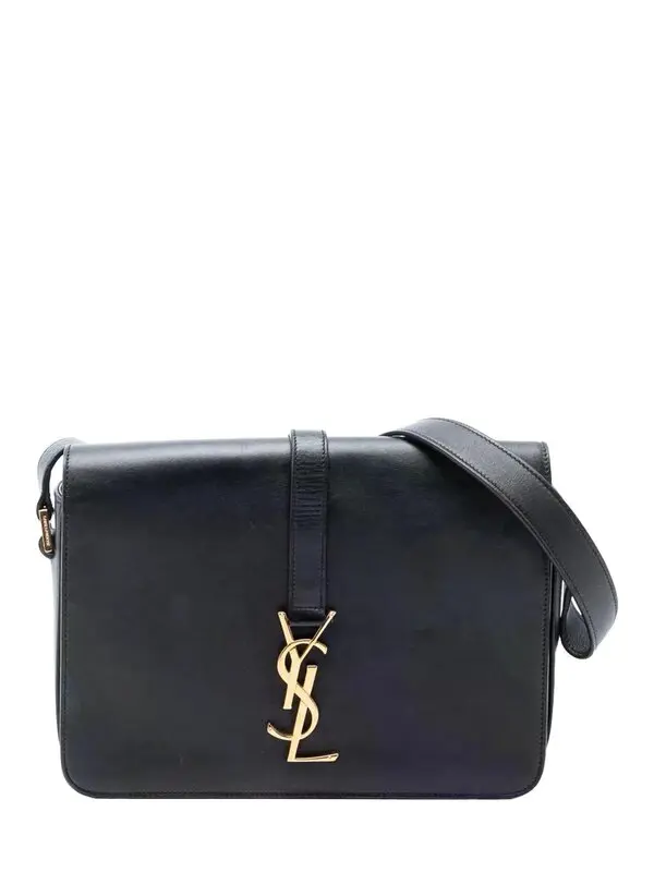 Saint Laurent 2014 Medium Leather Monogram Universite Crossbody Bag - Black