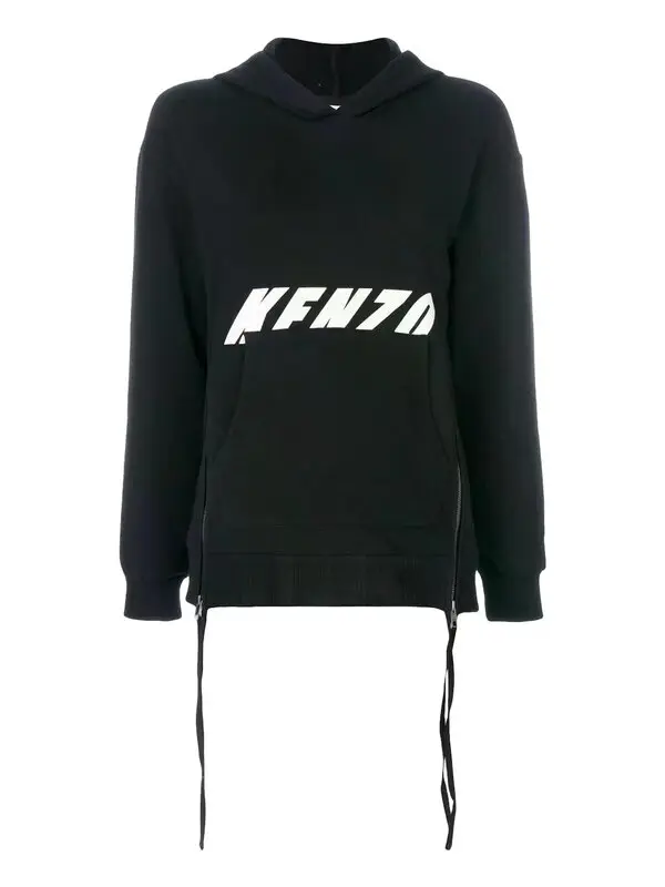 Kenzo Logo Print Hooded Sweatshirt - Black