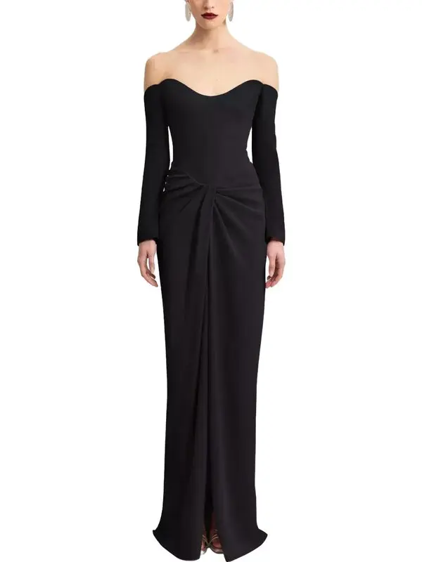 GEMY MAALOUF Off-shoulder Draped Maxi Dress - Black