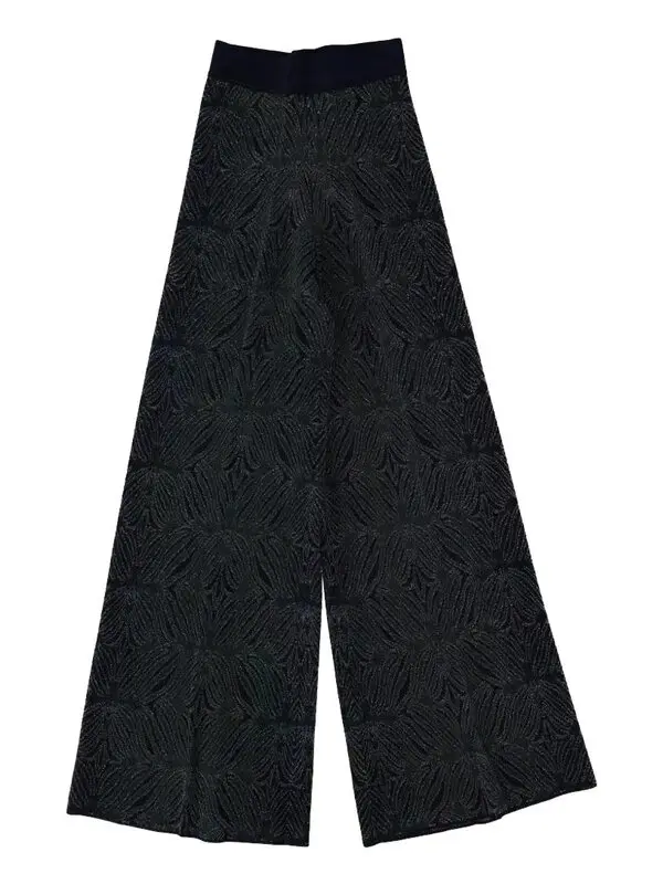 CIRCUS HOTEL Floral Wide-leg Trousers - Black