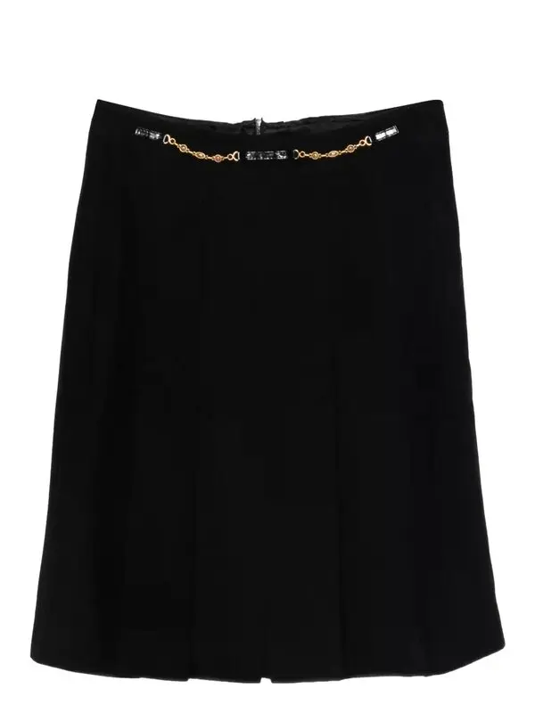 Celine 1970s Chain-detail Pleated Midi Skirt - Black