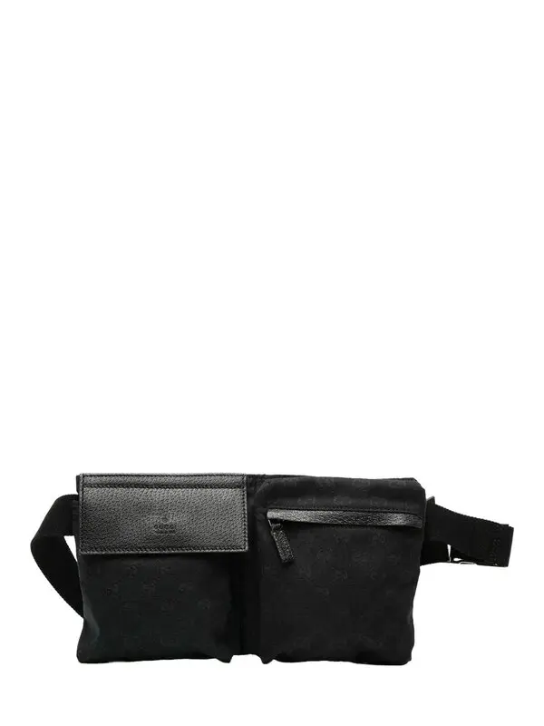 Gucci Gg Canvas Double Pocket Belt Bag - Black