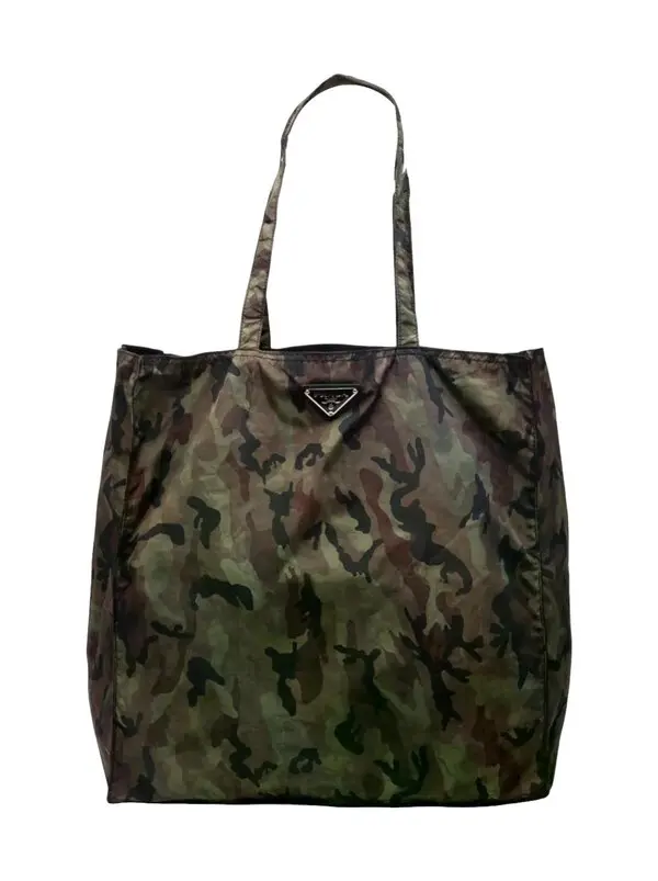 Prada Tessuto Camouflage Tote Bag - Brown