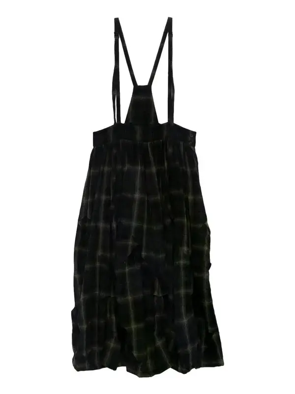 Yohji Yamamoto Plaid Button Detailed Skirt - Black