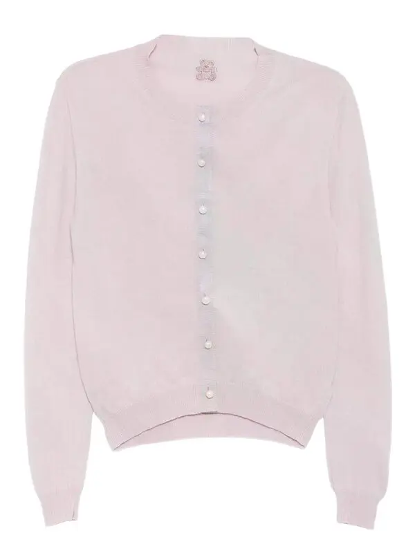 TEDDY CASHMERE Logo-embroidered Cardigan - Pink