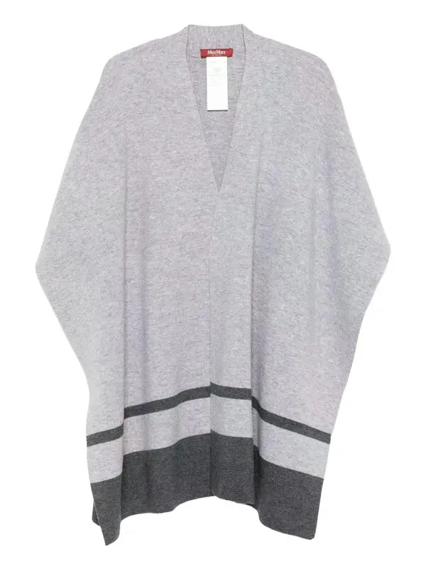 Max Mara Stripe Detail V-neck Cape - Grey