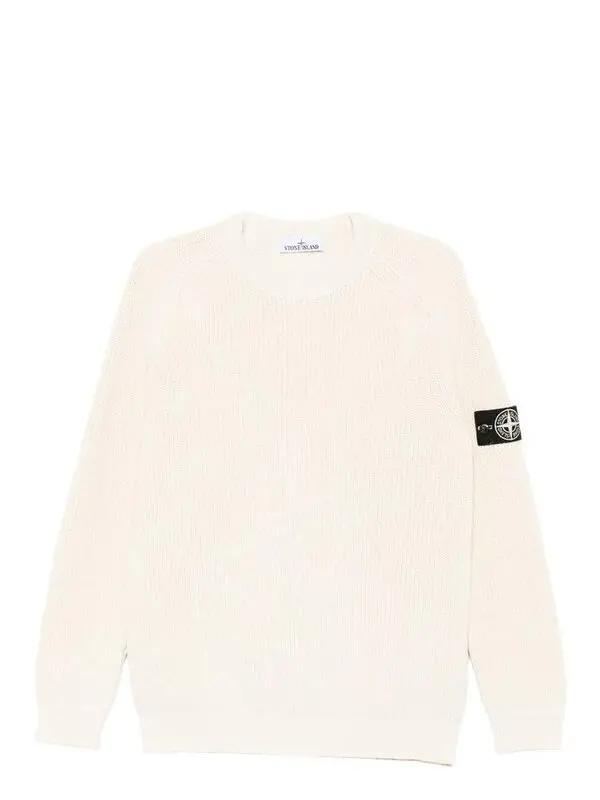 Stone Island Ribbed Knit Crewneck Sweater - Beige
