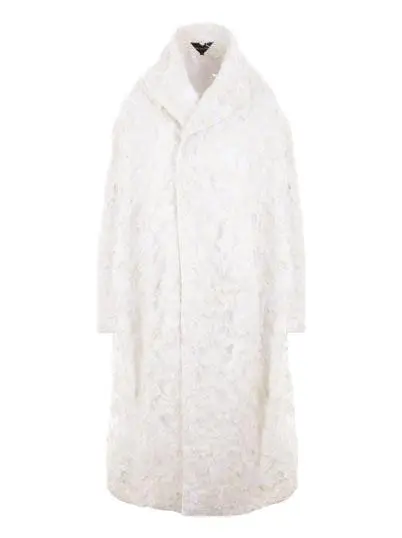 Comme Des Garçons Lace Coat With Distressed Effect - Beige