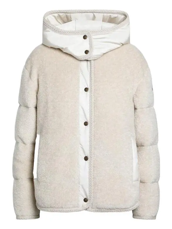 Moncler Ciboule Short Padded Teddy Fleece Jacket - Beige