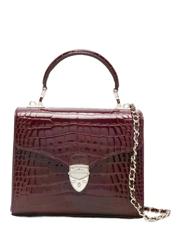 ASPINAL OF LONDON Medium Mayfair Crocodile-embossed Tote - Red