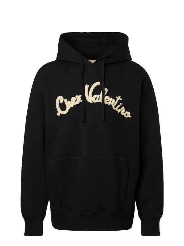 Valentino Garavani Chez Cotton Jersey Hoodie - Black