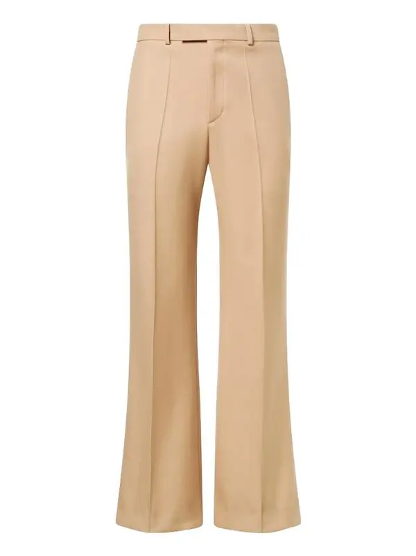 Valentino Garavani Virgin Wool Gabardine Flared Pants - Beige
