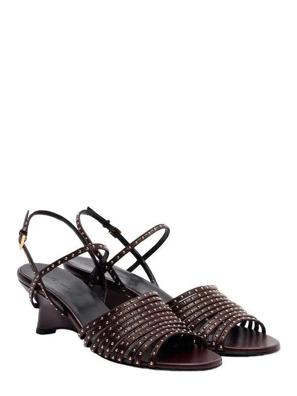 Khaite Drew 35 Studded Wedge Sandals - Burgundy