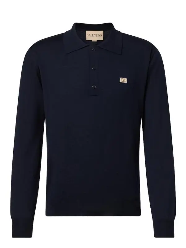 Valentino Garavani Vlogo Virgin Wool Polo Sweater - Blue