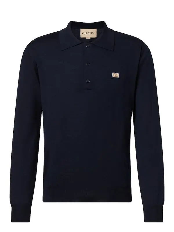 Valentino Garavani Vlogo Virgin Wool Polo Sweater - Blue