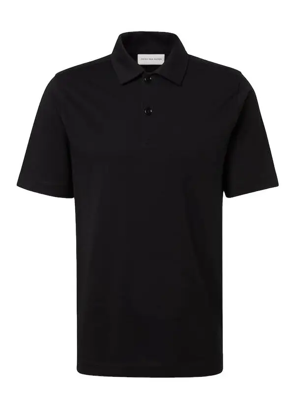 Dries Van Noten Cotton Jersey Polo Shirt - Black
