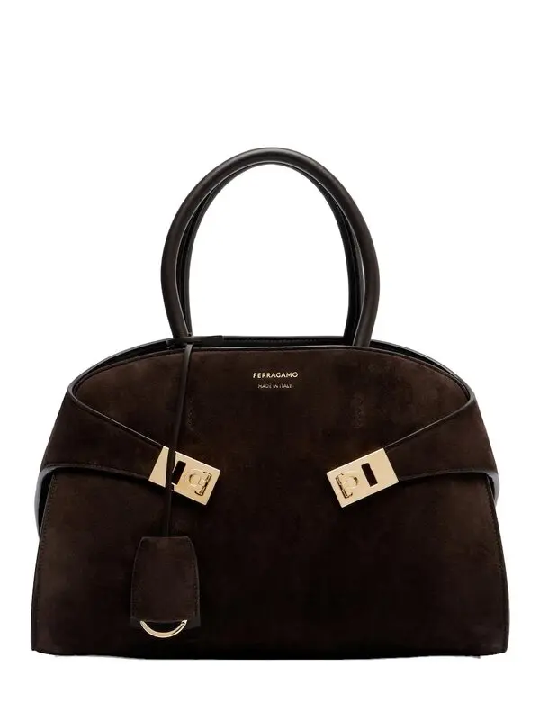 FERRAGAMO Hug Suede Tote - Brown