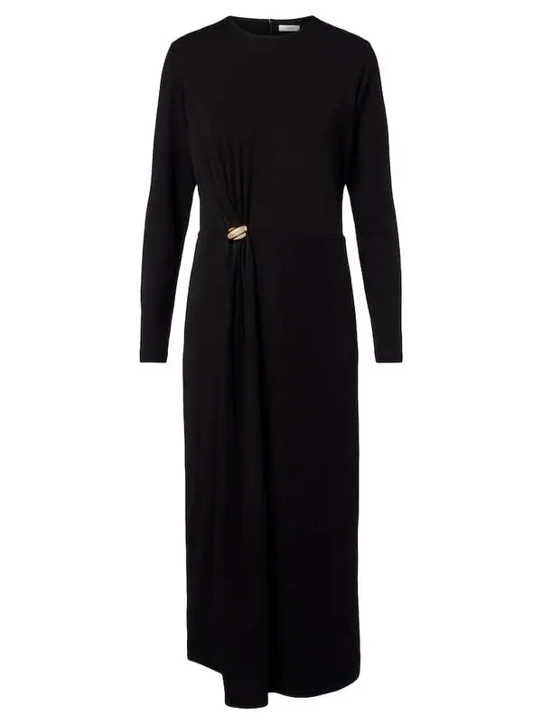 Vince Draped Wool-blend Midi Dress - Black