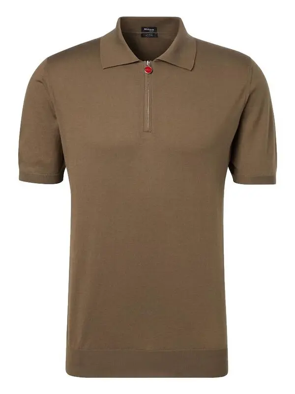 Kiton Cotton Half-zip Polo Shirt - Green