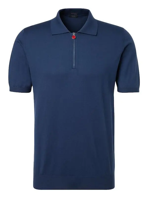 Kiton Cotton Half-zip Polo Shirt - Blue