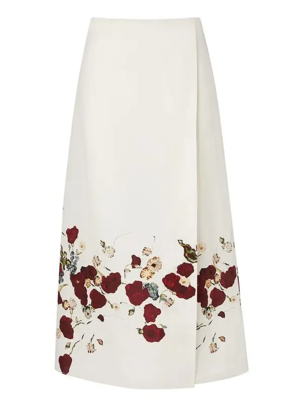 Khaite Demi Floral Midi Skirt - White