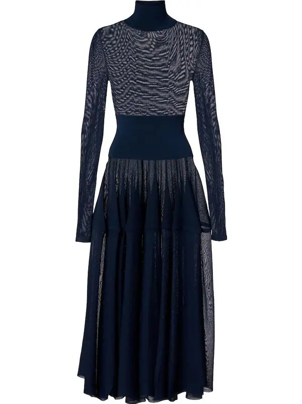 Alaïa Sheer Midi Dress - Blue