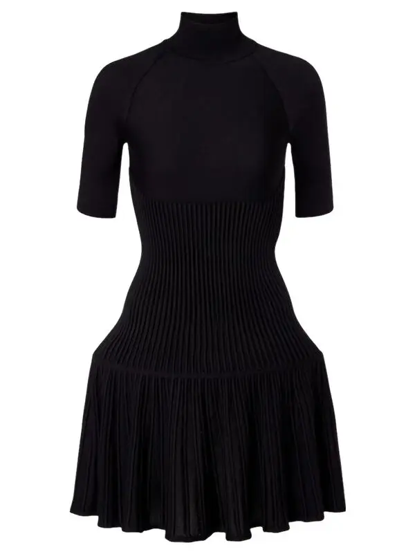 Alaïa Ribbed-knit Wool-blend Minidress - Black