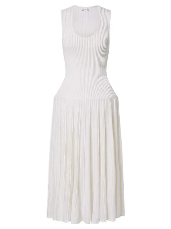 Alaïa Wool-blend Maxi Dress - White