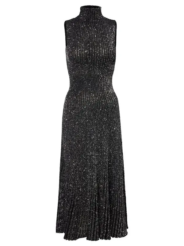 Alaïa Sequined Midi Dress - Black