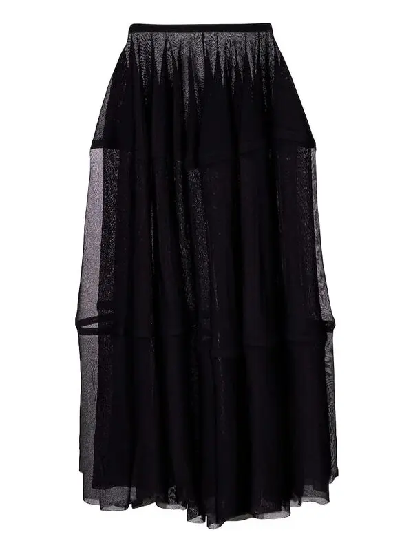 Alaïa Semi-sheer Midi Skirt - Black