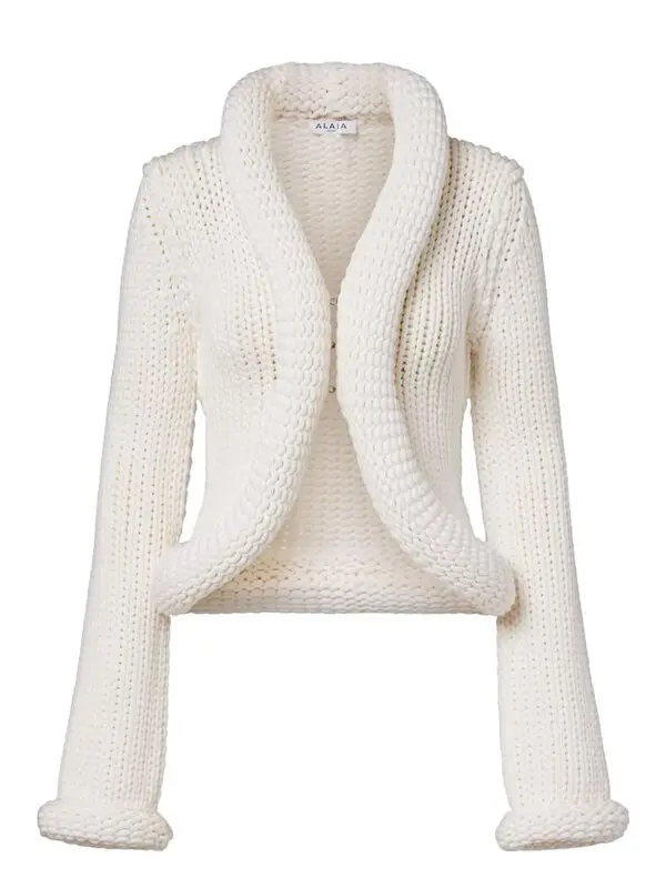 Alaïa Padded Wool-blend Cardigan - White