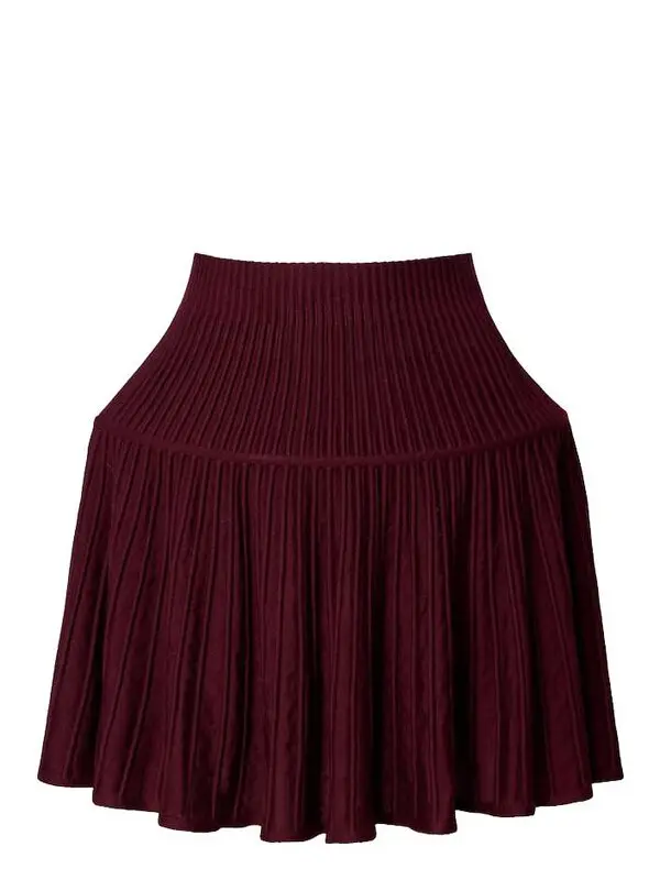 Alaïa Ribbed-knit Wool-blend Miniskirt - Burgundy