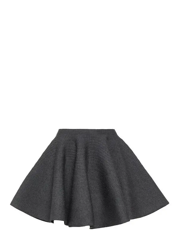 Alaïa Ribbed Wool-blend Miniskirt - Grey
